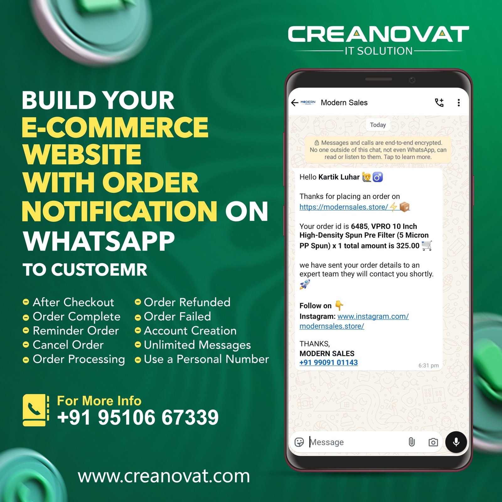 Build Your E-commerce Website with WhatsApp Order Notifications